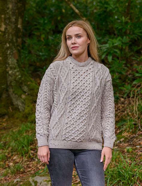 Womens Wool Sweater Irish Wool Sweater Heavyweight Aran