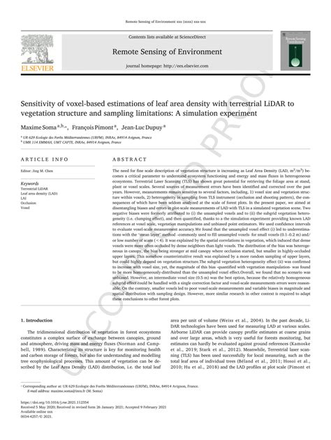 Pdf Sensitivity Of Voxel Based Estimations Of Leaf Area Density With