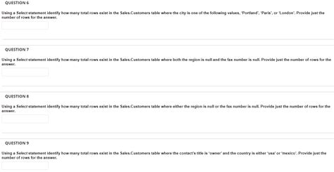 Solved Using A Select Statement Identify How Many Total Rows Chegg Com