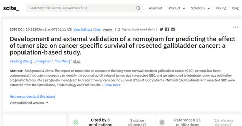 Citation Report Development And External Validation Of A Nomogram For Predicting The Effect Of