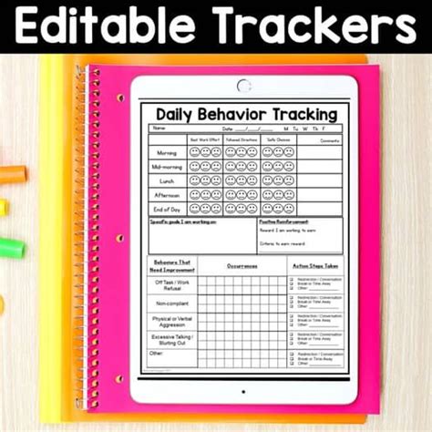 Behavior Tracking Sheets Editable Tracker Forms Conferences