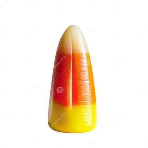 Single Candy Corn With Yellow Orange And White Stripes Stock