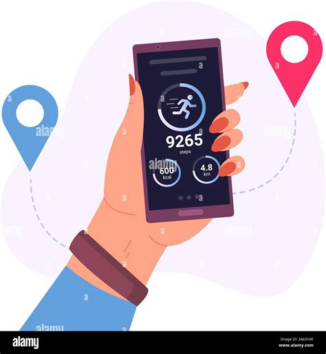 Pedometer App Hand Holding Smartphone With Step Counter Smart Monitor