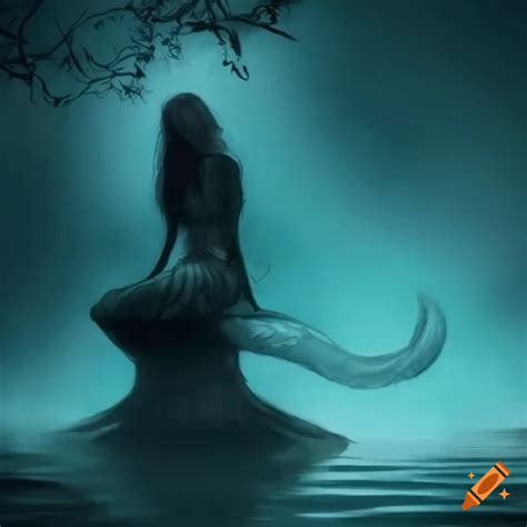Sketch Of A Siren Singing By A Misty Lake