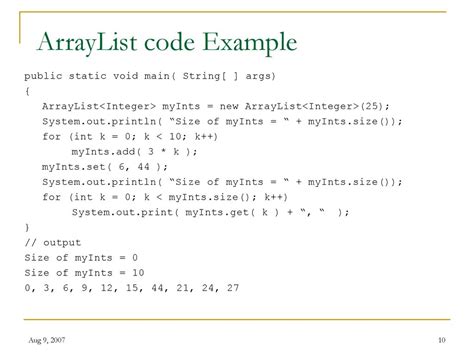 Cmsc 202 Arraylist Aug 9 Ppt Download