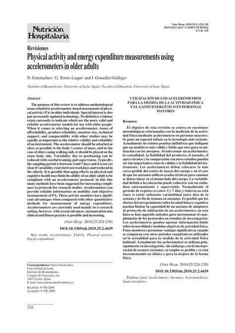 Pdf Physical Activity And Energy Expenditure Measurements Using
