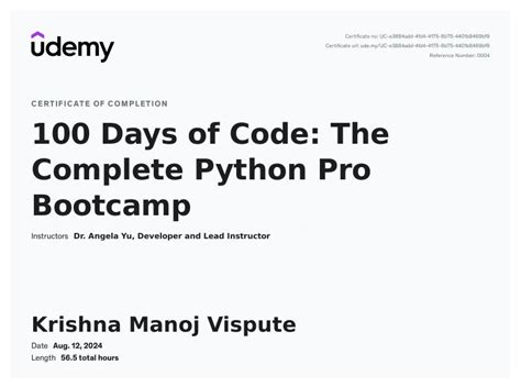 Completed Python Pro Bootcamp On Udemy Krishna Vispute Posted On The Topic Linkedin