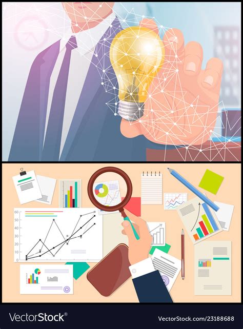 Business Idea And Analyzing Process Set Royalty Free Vector