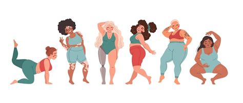Premium Vector Body Positive Women Collection Vector Illustration Of