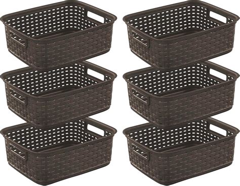 Sterilite Short Plastic Weave Storage Basket Bin