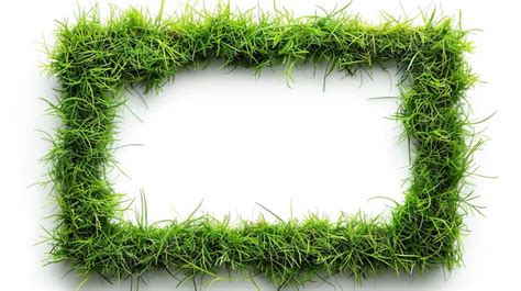Frame Made Of Grass Around The Edges On A White Background Premium Ai