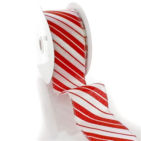 2 1 2 Wired Ribbon Red White Shimmer Candy Cane Hairbow Center