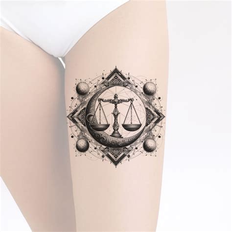 Scales Of Justice Tattoo Design Printable Stencil Instant Download