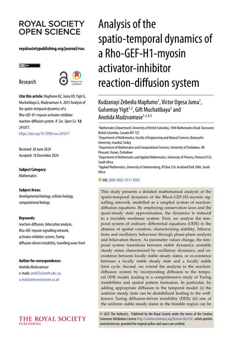 Pdf Analysis Of The Spatio Temporal Dynamics Of A Rho Gef H1 Myosin