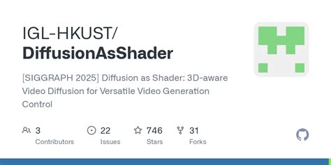 Github Igl Hkustdiffusionasshader Siggraph 2025 Diffusion As Shader 3d Aware Video