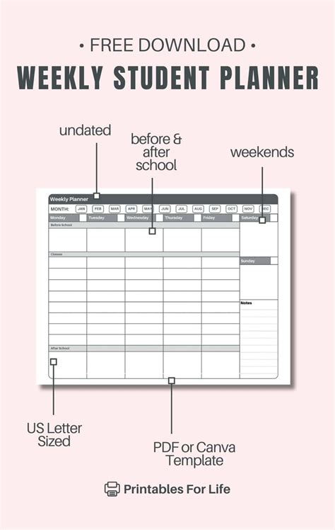 Free Weekly Student Planner Pdf