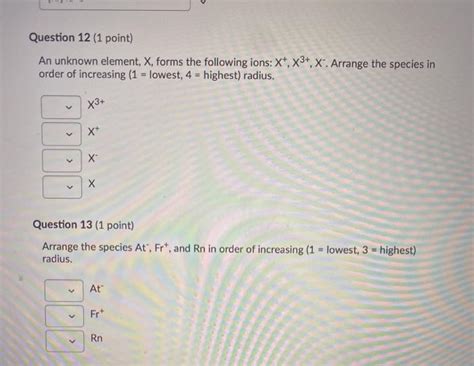 solved question 12 1 point an unknown element x forms