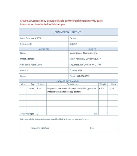 44 Blank Commercial Invoice Templates Pdf Word Templatearchive