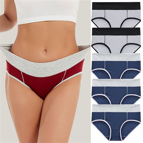 Cavosen Cotton Underwear Women Thongs 5 Packs Plus Size Stretchy Briefs