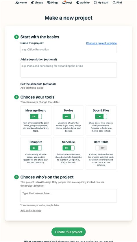 projects basecamp help