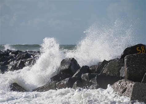 Waves Crashing On Rocks In Denmark Poster Picture Metal Print