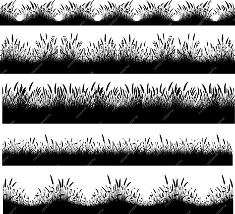 Premium Vector Black Grass Border Silhouettes Collection Bundle