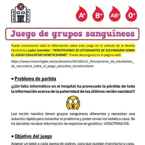 Juego Grupos Sanguíneos Sistema Abo Kumubox