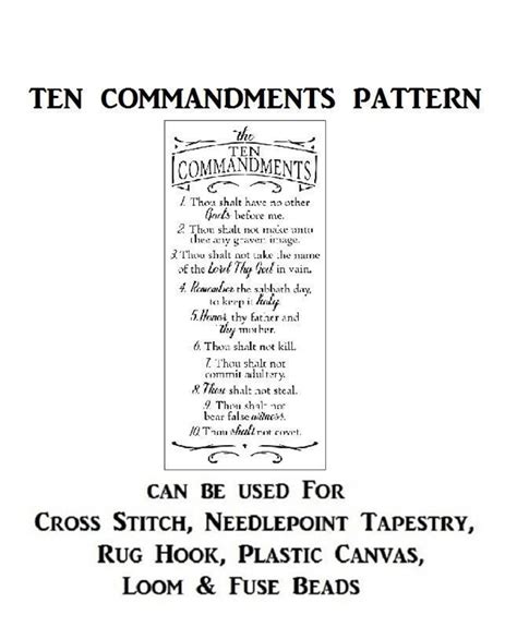 Ten Commandments Pattern Counted Cross Stitch Rug Hooking Plastic