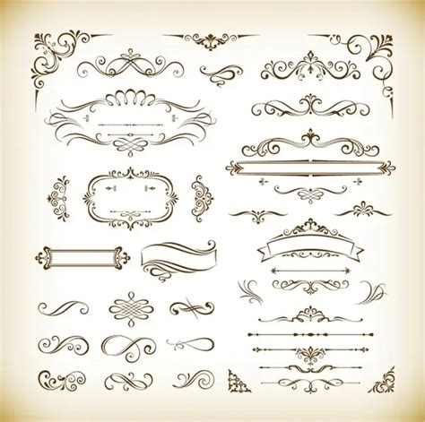Classical Decorative Design Elements Vector Set Vectors Graphic Art