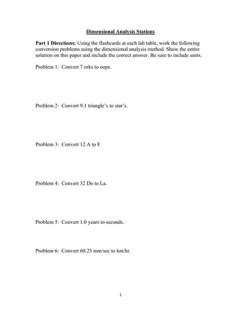 Dimensional Analysis Worksheet Answer Key Proworksheet