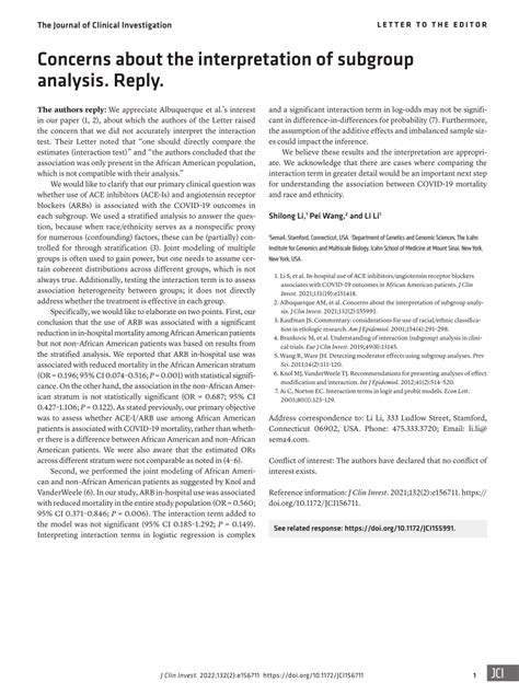 Pdf Response To Concerns About The Interpretation Of Subgroup Analysis