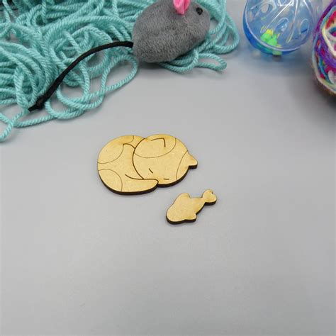 Cute Cat Wooden Craft Shapes Set 3mm Mdf