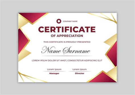 Premium Vector Red Gold Theme Certificate Template