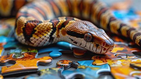 Premium Photo Playful Snake Exploring A Unique Jigsaw Puzzle Challenge