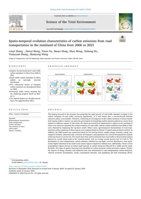 Pdf Spatio Temporal Evolution Characteristics Of Carbon Emissions From Road Transportation In