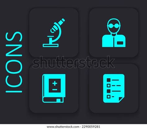 Set Clipboard Checklist Microscope Teacher Book Stock Vector Royalty