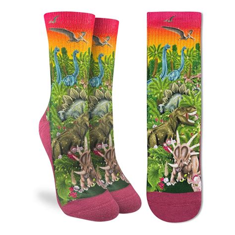 Womens Dinosaurs Roaming The Forest Socks Good Luck Sock
