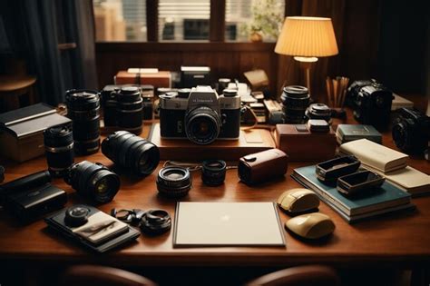 Premium Ai Image High Angle Desk Arrangement