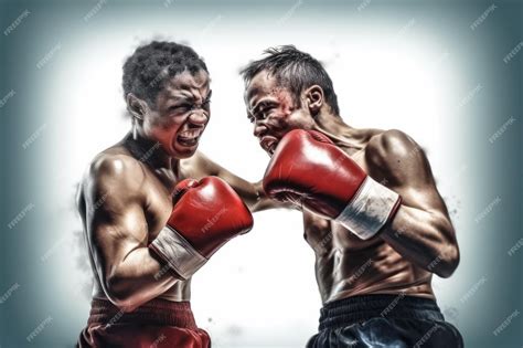 Premium Ai Image Extremely Powerful Punch On The Boxing Ring