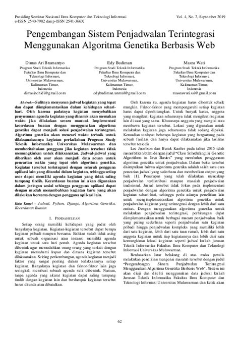 Pengembangan Sistem Penjadwalan Terintegrasi Menggunakan Algoritma