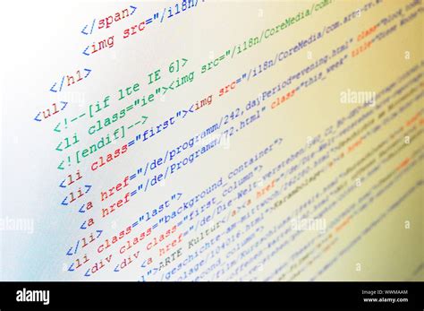 Html Computer Code Background Showing Concept For The Internet Stock