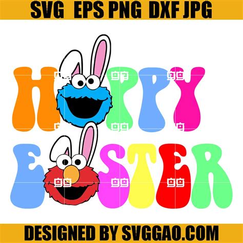 Elmo Happy Easter Svg Cartoon Easter Svg Elmo Bunny Ear Svg