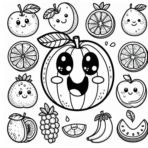 Dibujos De Frutas Y Verduras Para Colorear ️ Minenito