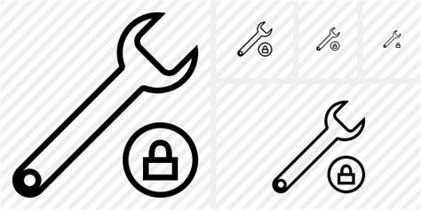 Spanner Lock Icon Outline Black Professional Stock Icon And Free Sets