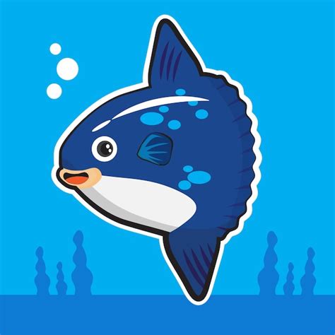 Premium Vector A Cute Giant Sunfish In Deep Sea