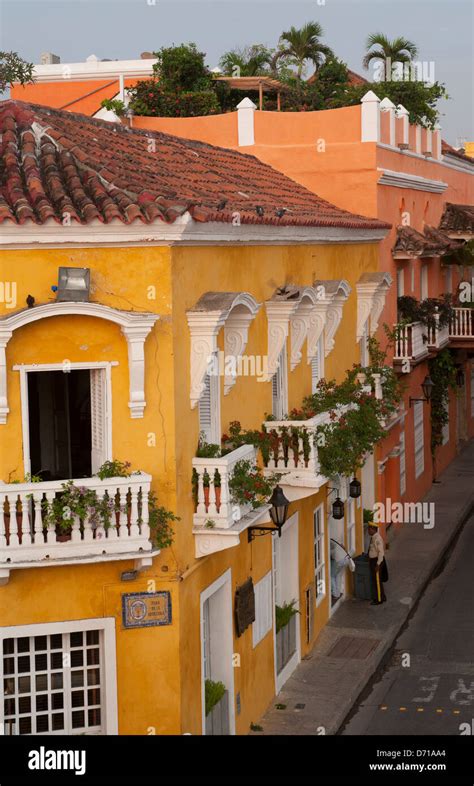 Colonial Architecture In The Walled City Of Cartagena Colombia A