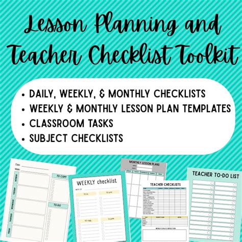 Teacher Lesson Planning And Checklist Toolkit Daily Weekly Monthly