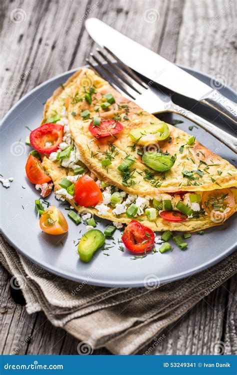 Omelette With Vegetables Stock Image Image Of Dish Food 53249341
