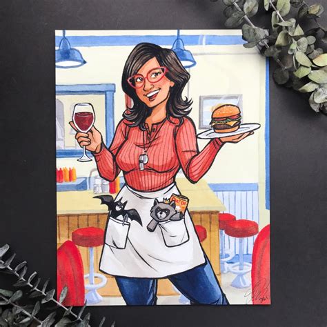 The Mom Linda Belcher Signed Print Original Watercolor Galentine
