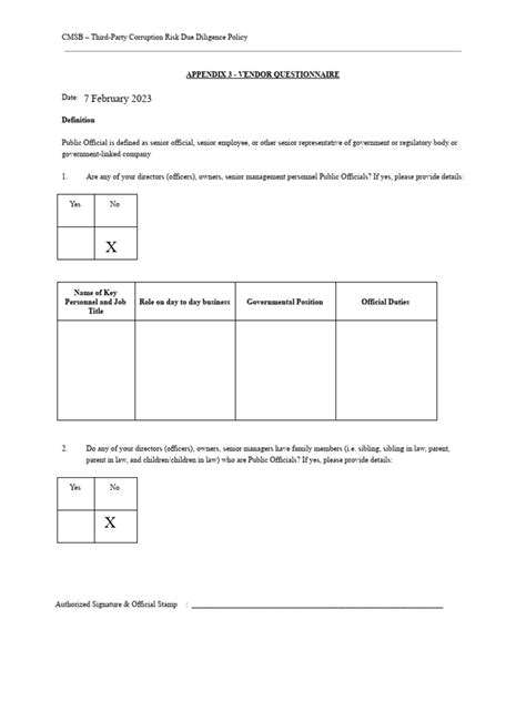 Appx 3 Vendor Questionnaire Pdf